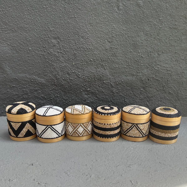 Beaded Trinket Box Tall Round - Exotiq Homewares